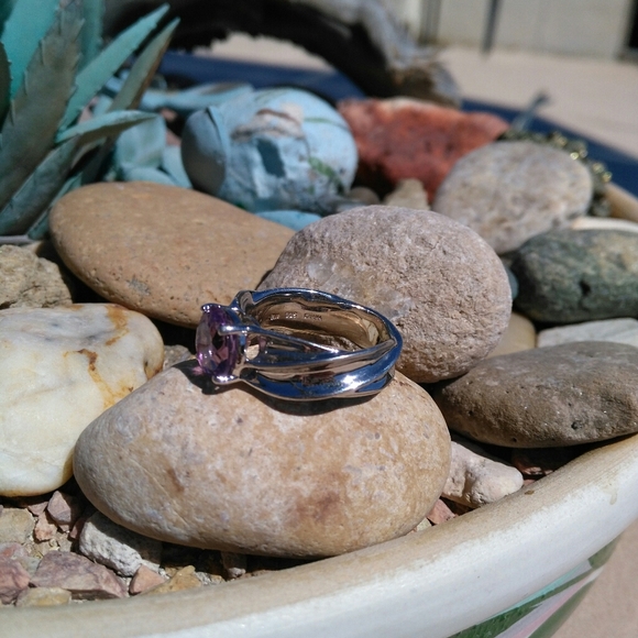 KN | Jewelry | Qvc Vintage 35ct Amethyst Fancy Band Ring 1 | Poshmark